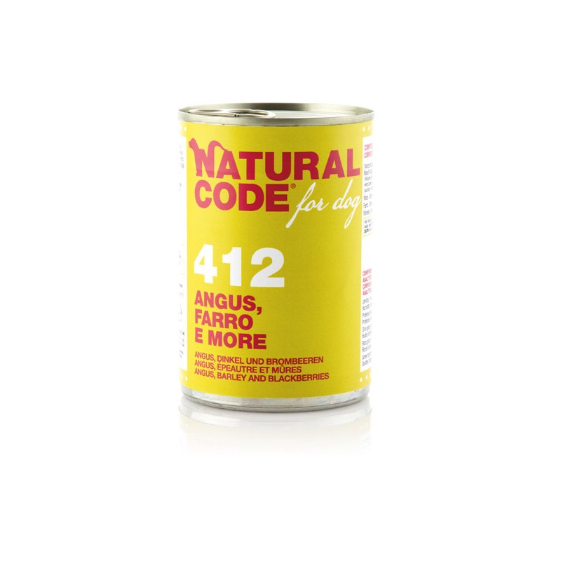Natural Code za pse 412 Angus govedina, farro in robide 400g